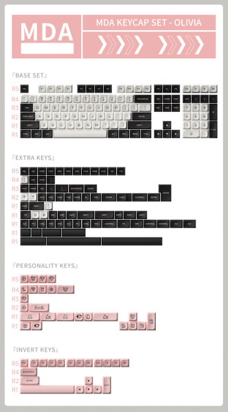 BỘ KEYCAP AKKO OLIVIA (PBT DOUBLE SHOT/MDA PROFILE/227 NÚT)