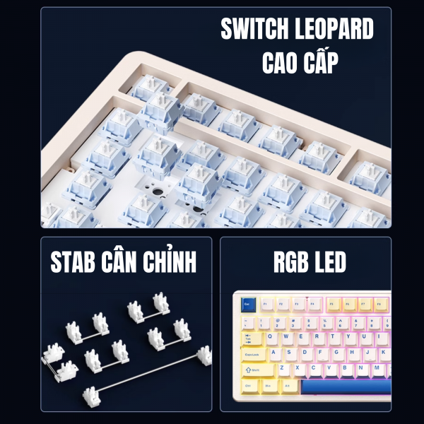 BÀN PHÍM CƠ MONKA A75 MAX POLAR DAY SNOW LEOPARD SWITCH
