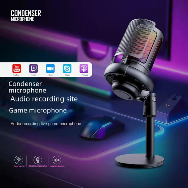 MICROPHONE SHOUFEI ME6S RGB ĐEN BẢN KẸP BÀN