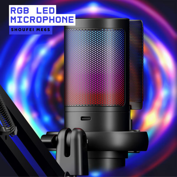 MICROPHONE SHOUFEI ME6S RGB ĐEN BẢN CHÂN ĐỨNG