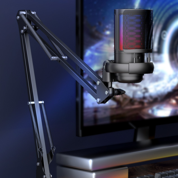 MICROPHONE SHOUFEI ME6S RGB ĐEN BẢN KẸP BÀN