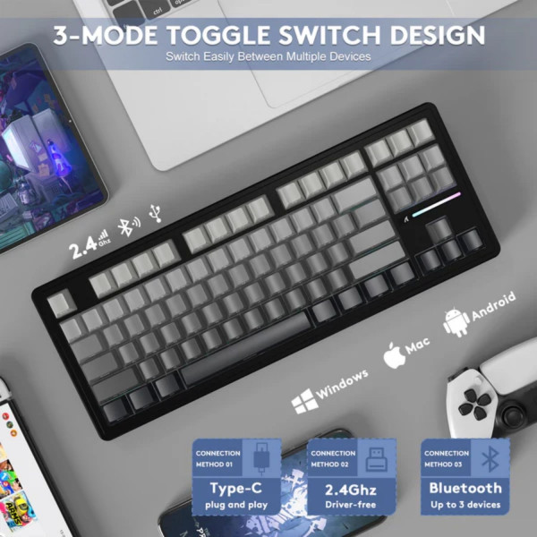 BÀN PHÍM CƠ ATTACK SHARK M87 PRO V2 MULTI MODES MOONLIGHT JADE SWITCH